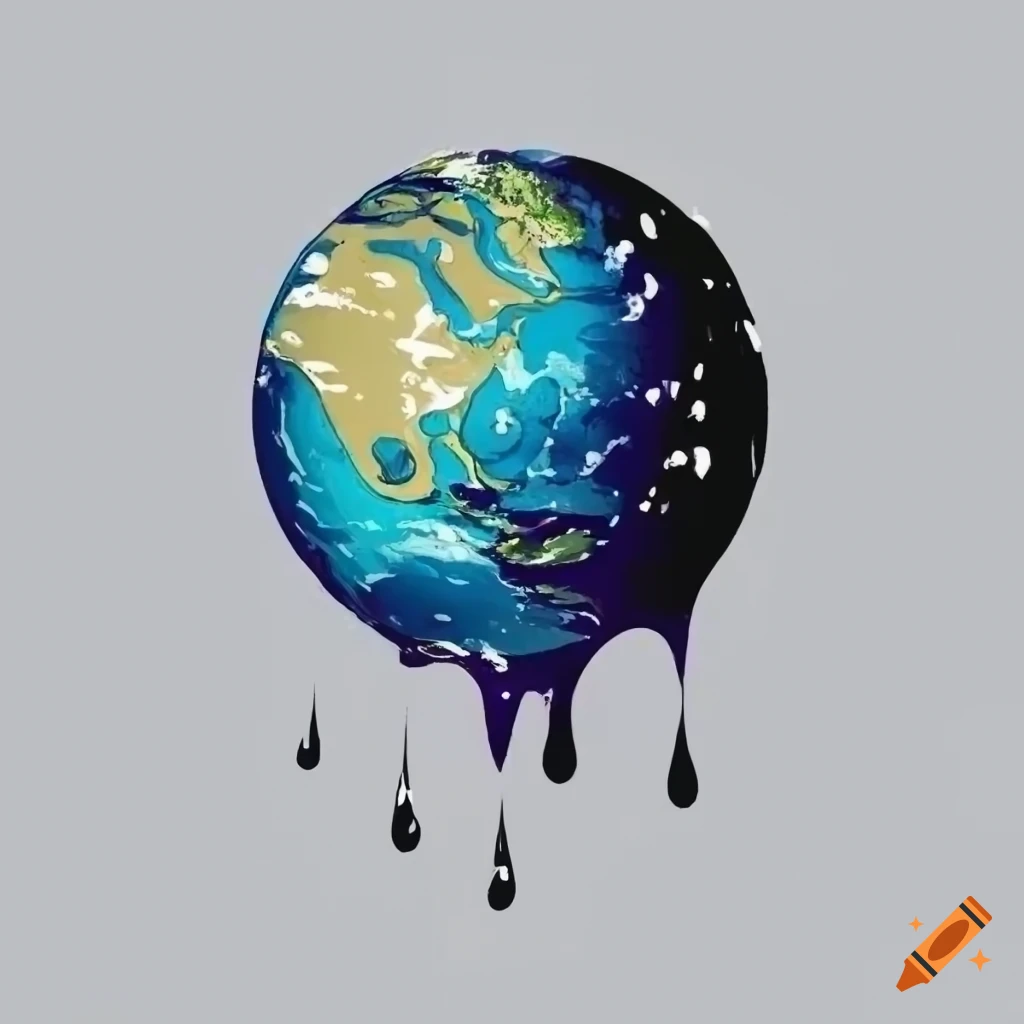 Faded drawing of earth with water droplets on Craiyon