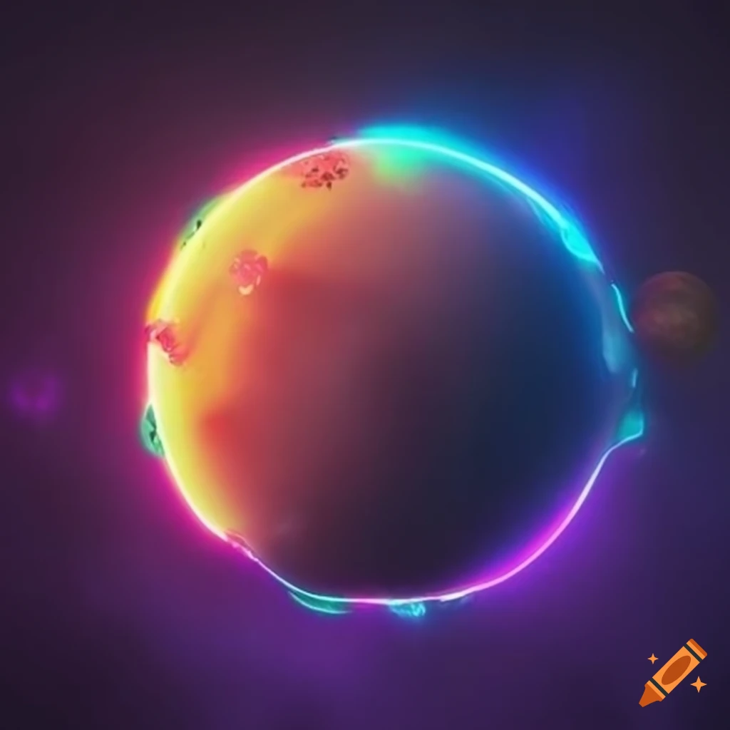 Neon planets artwork on Craiyon