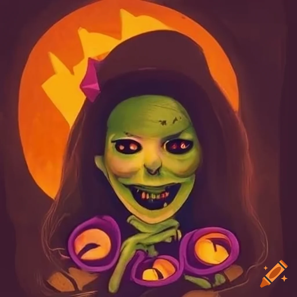 Illustration of halloween greeting cards in a garbage pail kids style