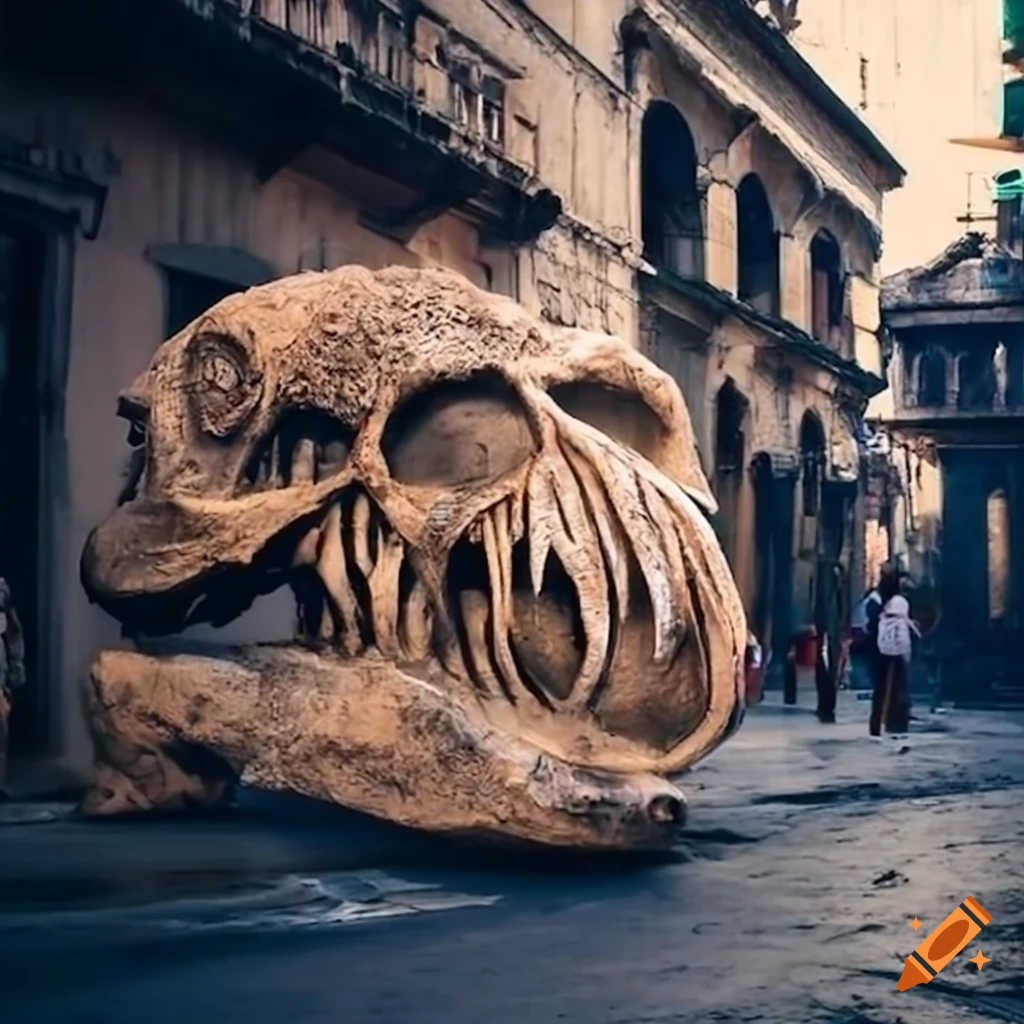 Fossil-like art sculptures in havana city streets