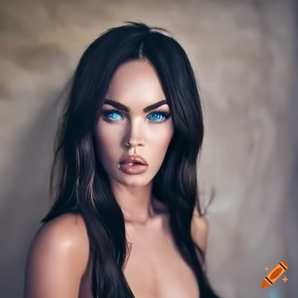 Portrait of a woman with tan skin and blue catlike eyes on Craiyon