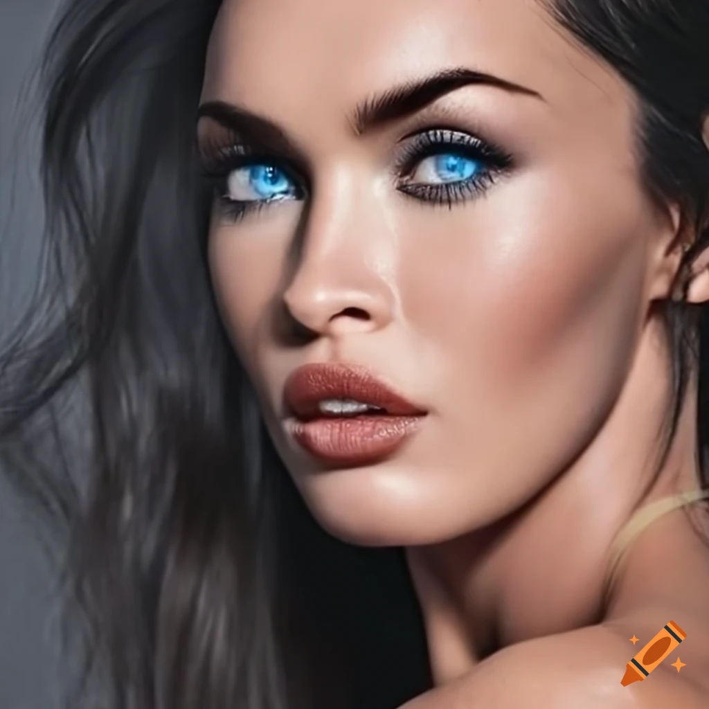 Portrait of a beautiful woman with tan skin and blue eyes on Craiyon