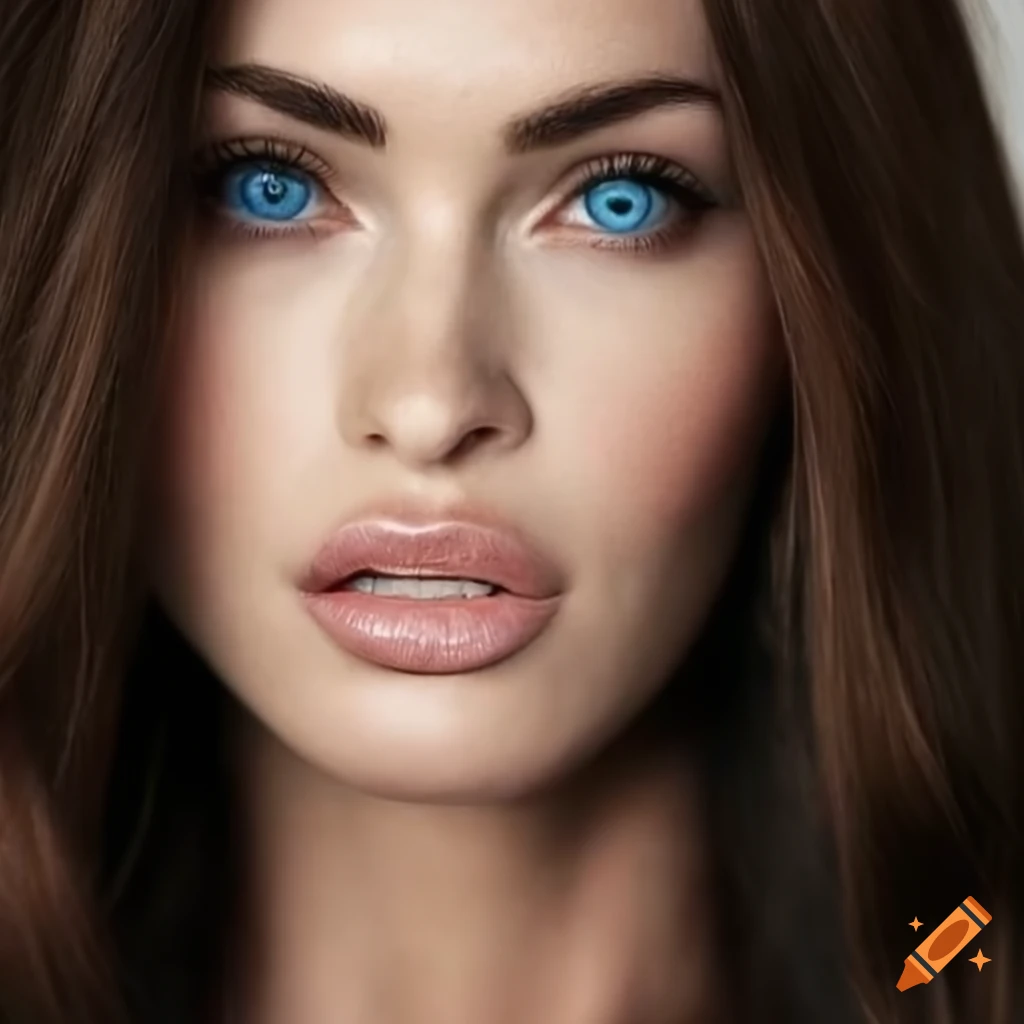 Portrait of a woman with tan skin and blue catlike eyes on Craiyon