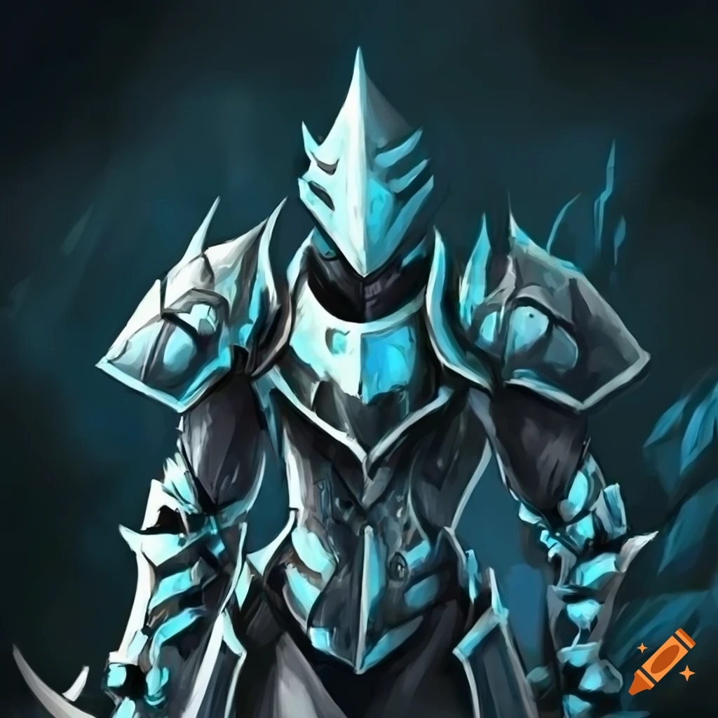 Image of a cyan armored knight wielding a claymore on Craiyon