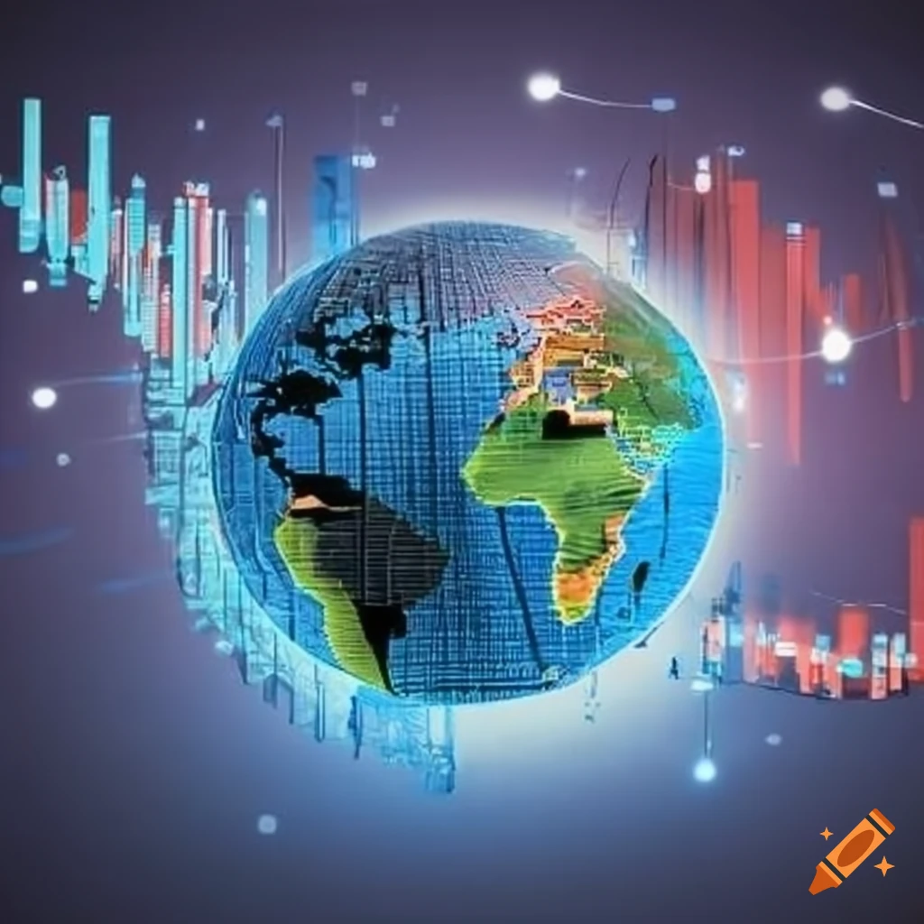 Image of a global trading network with connected regions on Craiyon