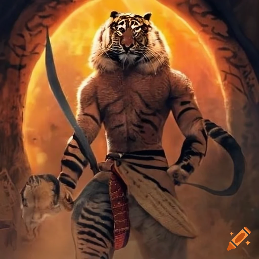 Image of a warrior with tiger stripes