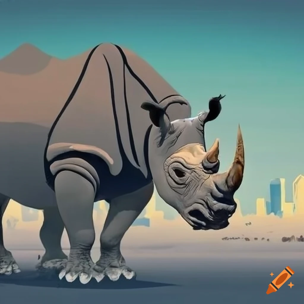 Rhino in the city on Craiyon