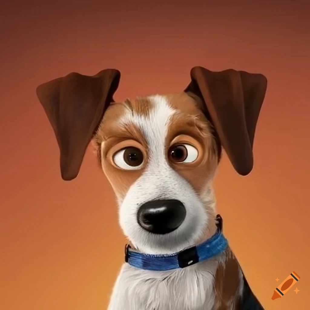 Disney Pixar movie poster featuring a Jack Russell terrier dog on Craiyon
