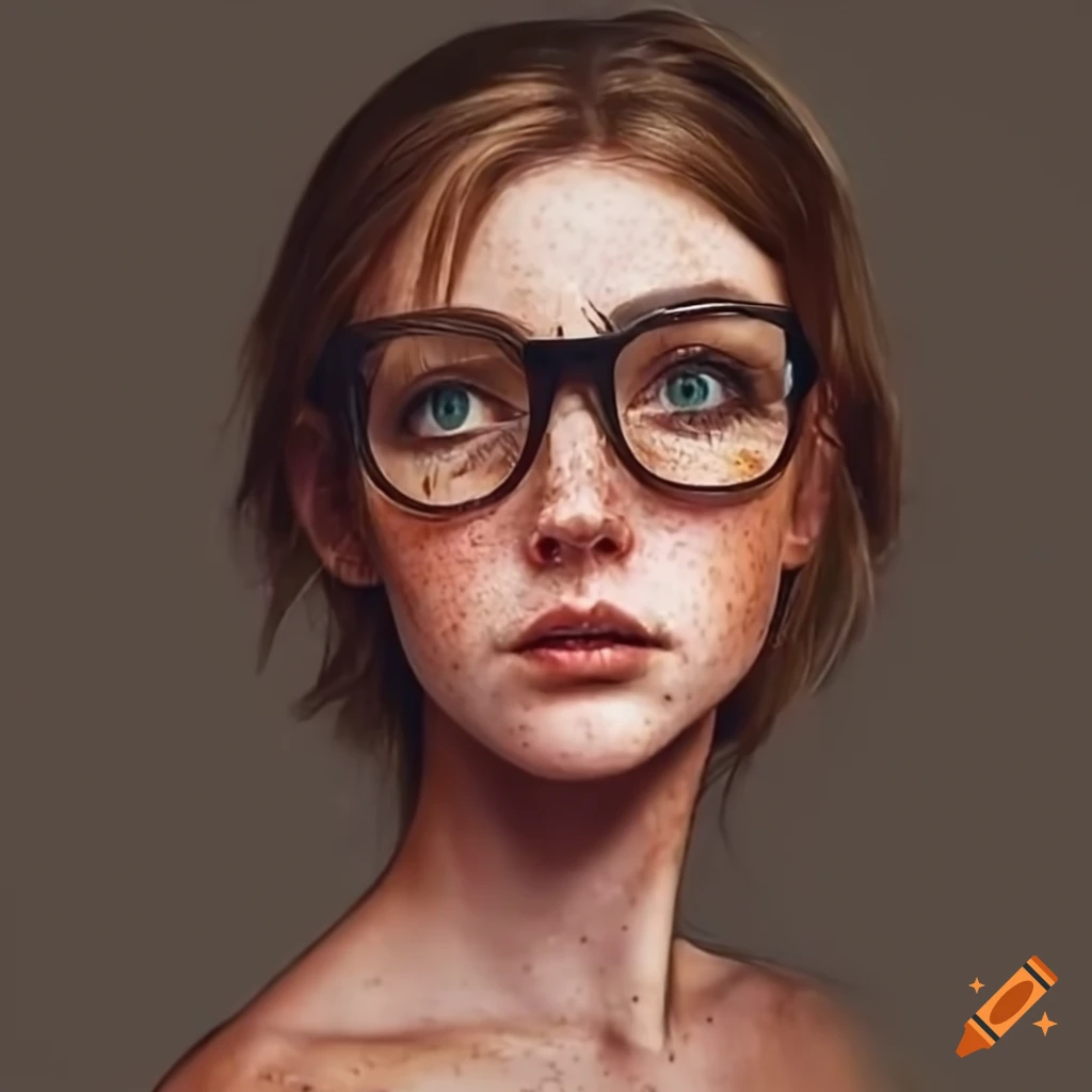 Portrait Of A Shy Reporter With Freckles And Glasses On Craiyon