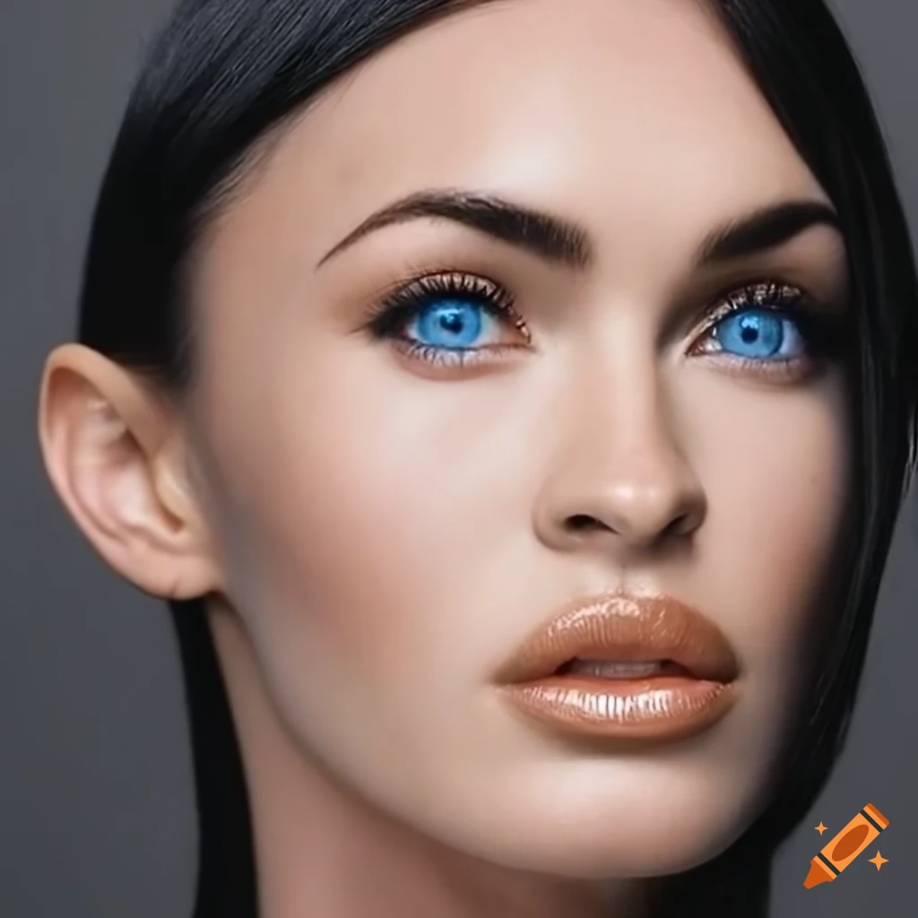 Portrait of a beautiful woman with tan skin and blue eyes on Craiyon