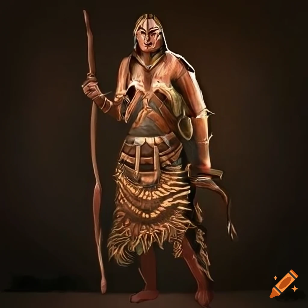 Khoisan archer in traditional armor