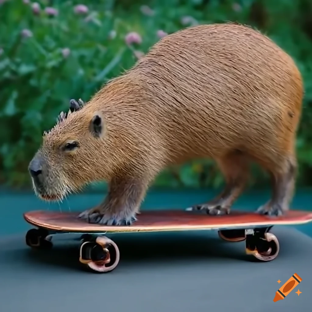 Capybara on a skateboard on Craiyon