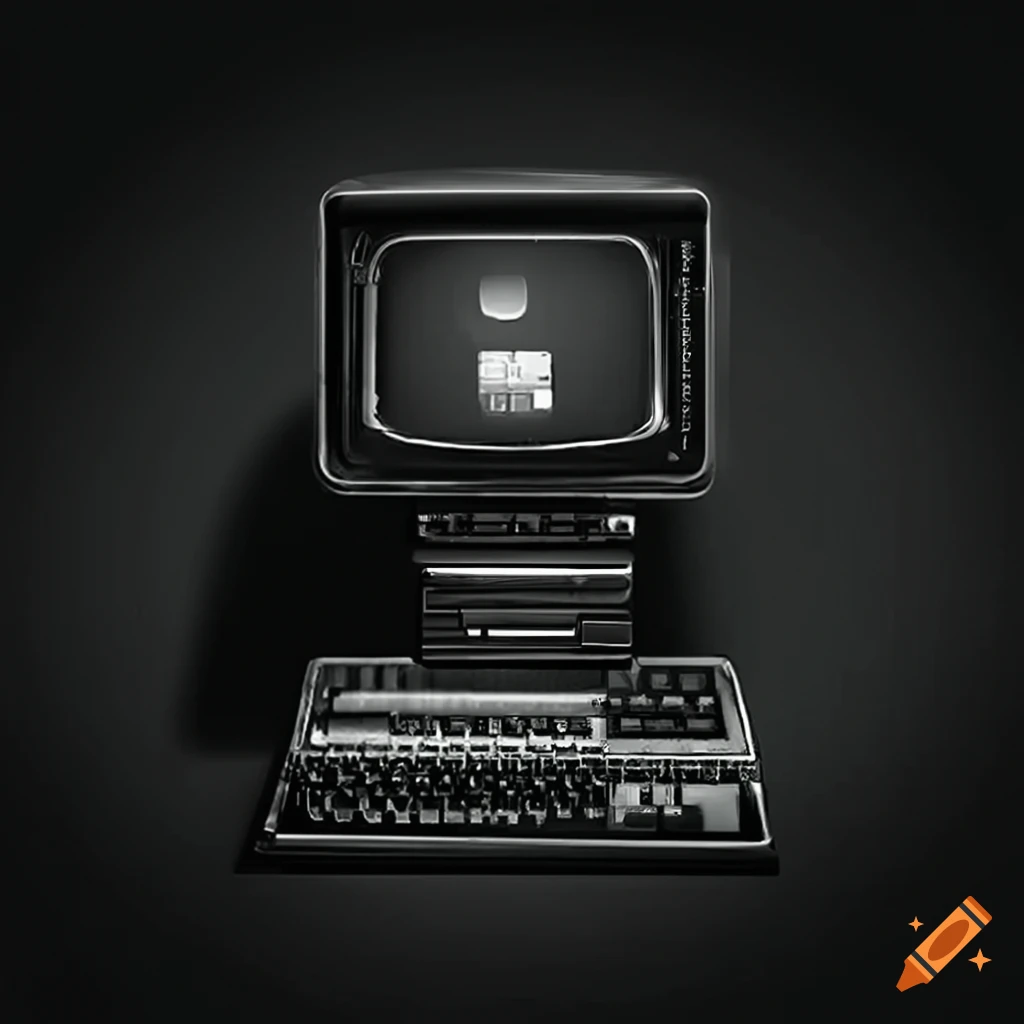 ASCII art of a mystical retro computer with pentagram on the screen on ...