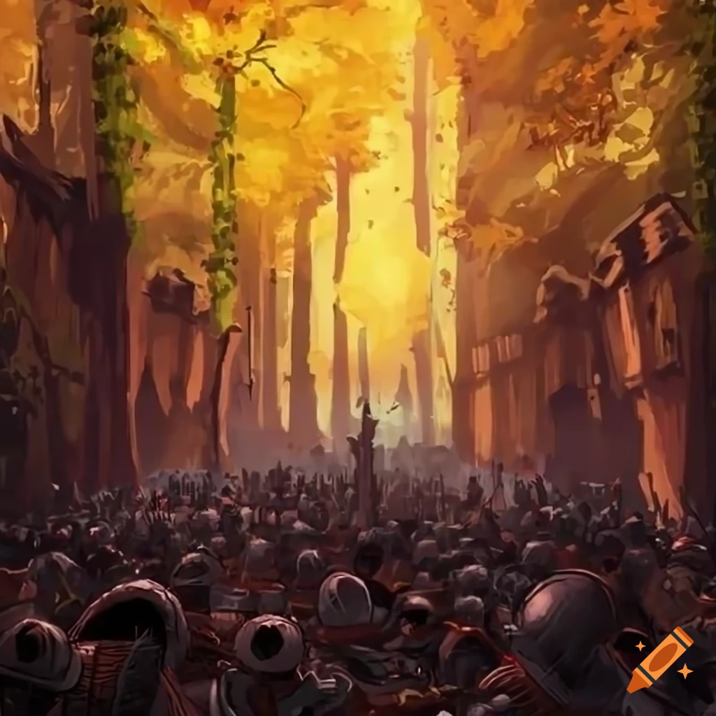 Comic art of landsknecht pikemen in a renaissance village on Craiyon