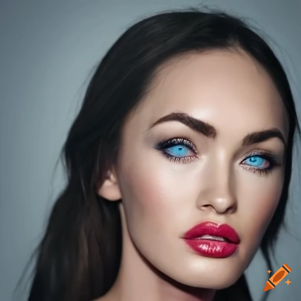 Portrait of a beautiful woman with tan skin and blue catlike eyes on Craiyon