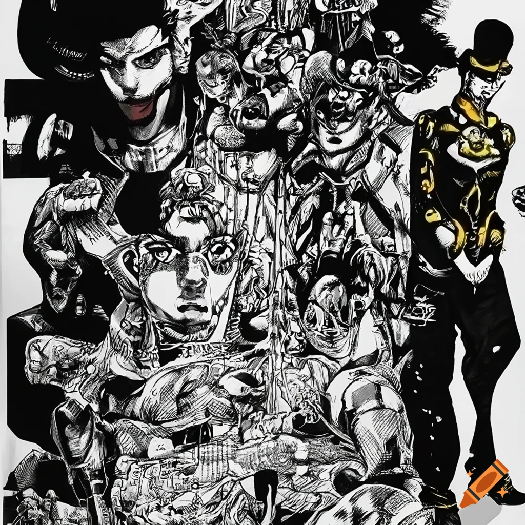Vibrant 90s style rock poster featuring Josuke from JoJo's Bizarre ...