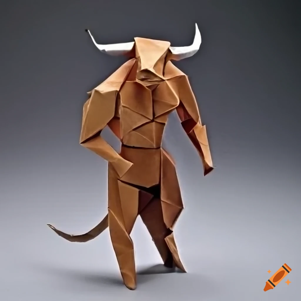 Origami minotaur sculpture