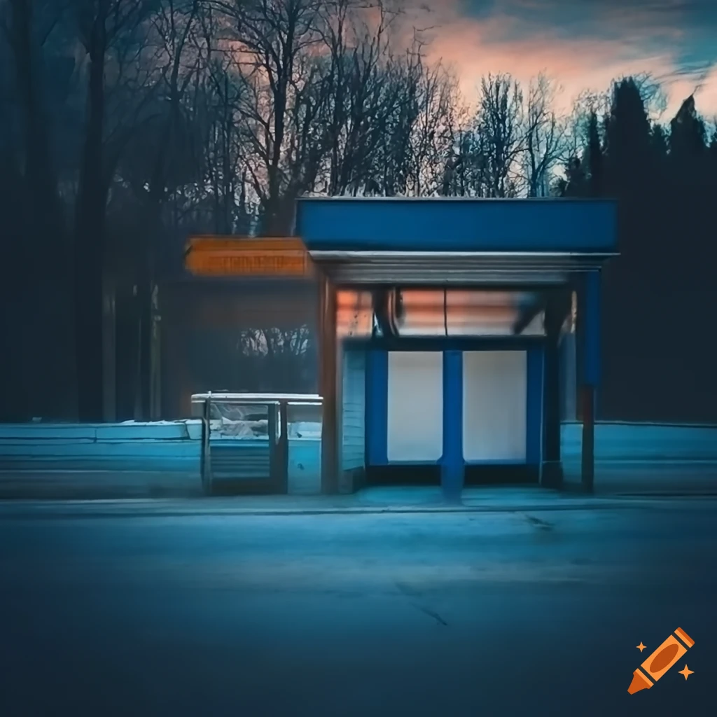 Colorful deserted bus stop