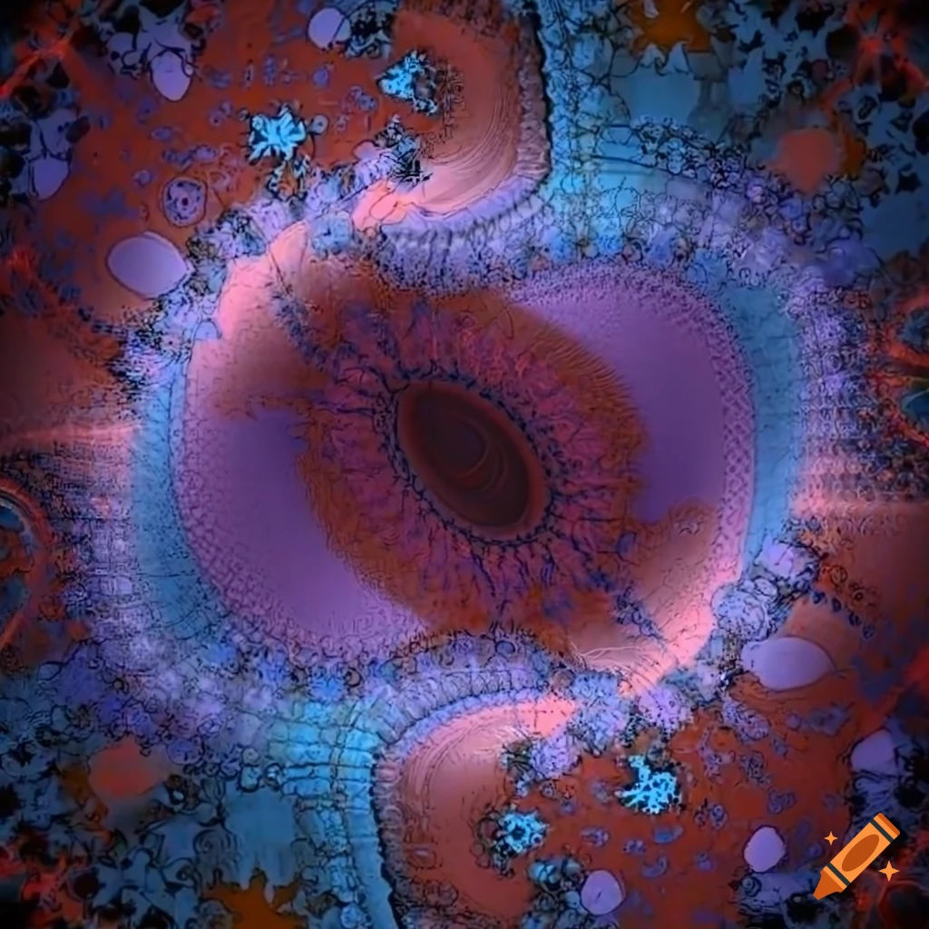 A train zooming by onto the famous mandelbrot fractal background on Craiyon