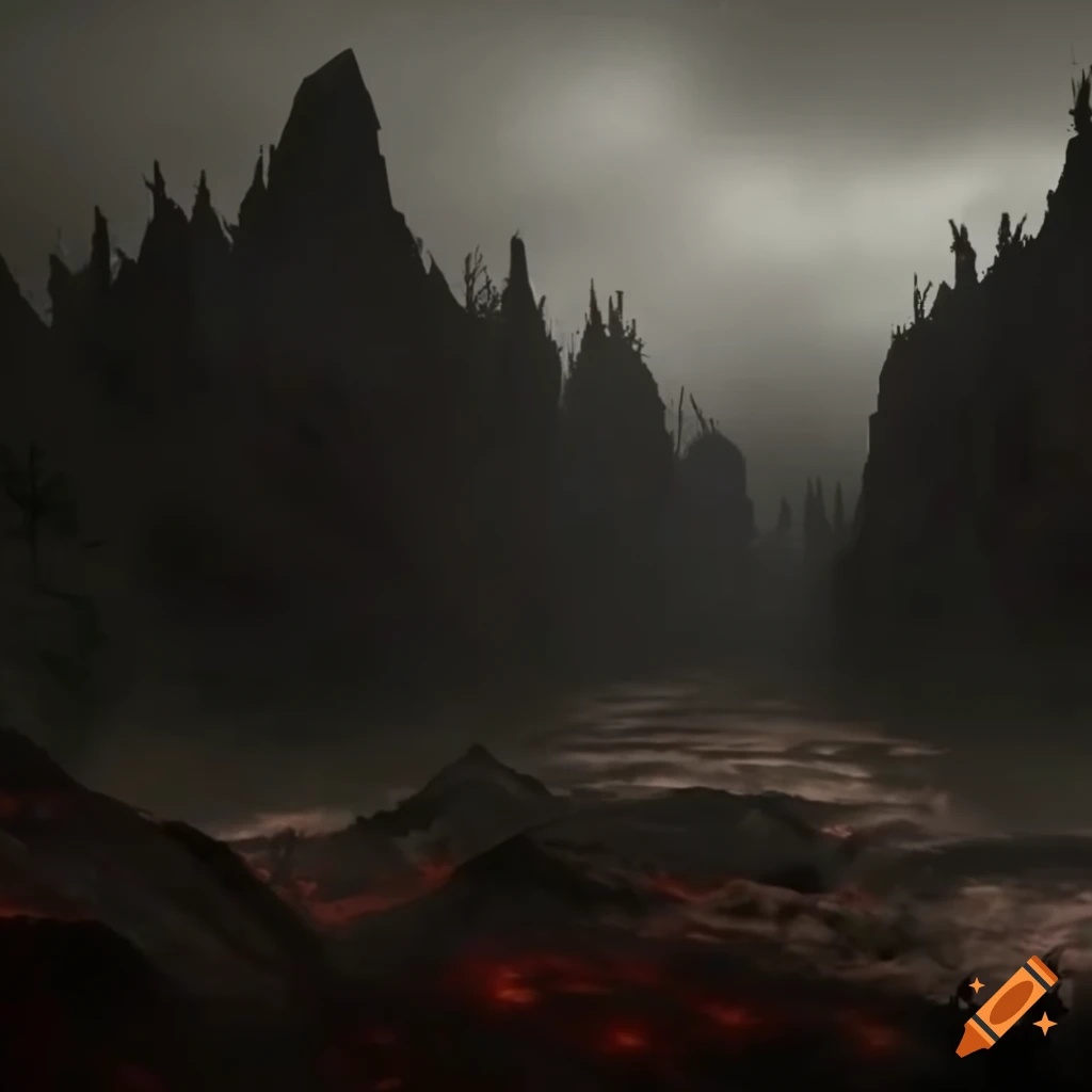 Hellish 3d landscape rendering