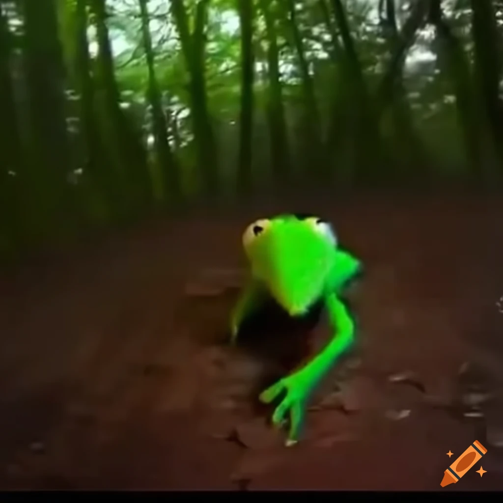 Kermit the frog running in the forest at night like a wild animal on ...