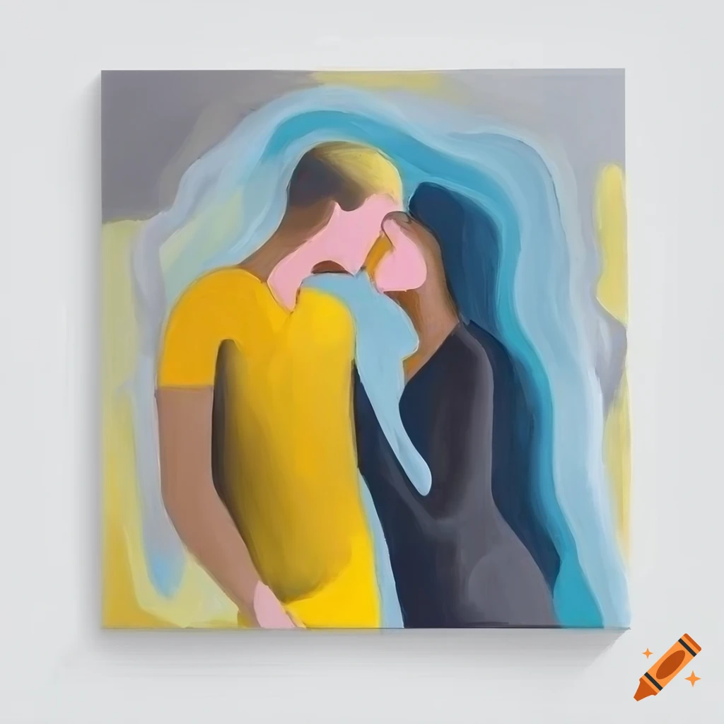 Abstract oil painting of a couple in calming colors on Craiyon
