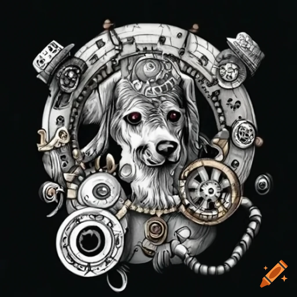 Steampunk animal with black and white coloring on Craiyon