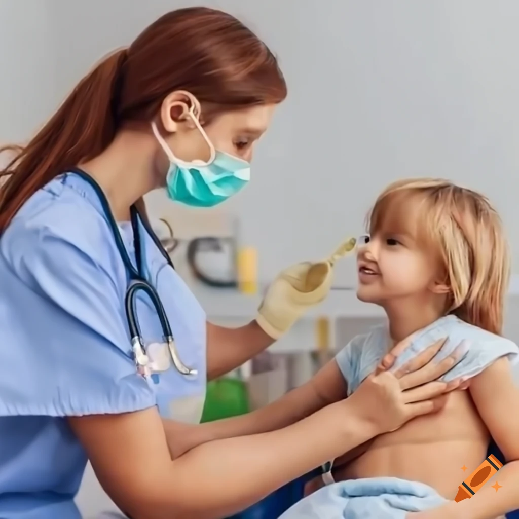 Doctor giving vaccine to a child in clinic on Craiyon
