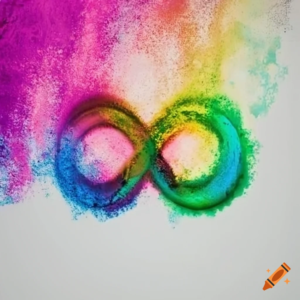 Colorful powder forming infinite symbol on Craiyon