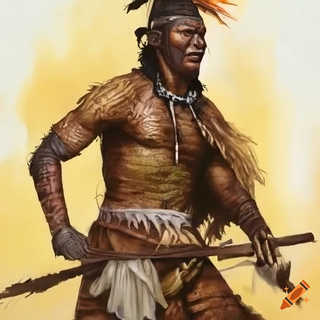 Khoisan warrior wearing traditional armor on Craiyon