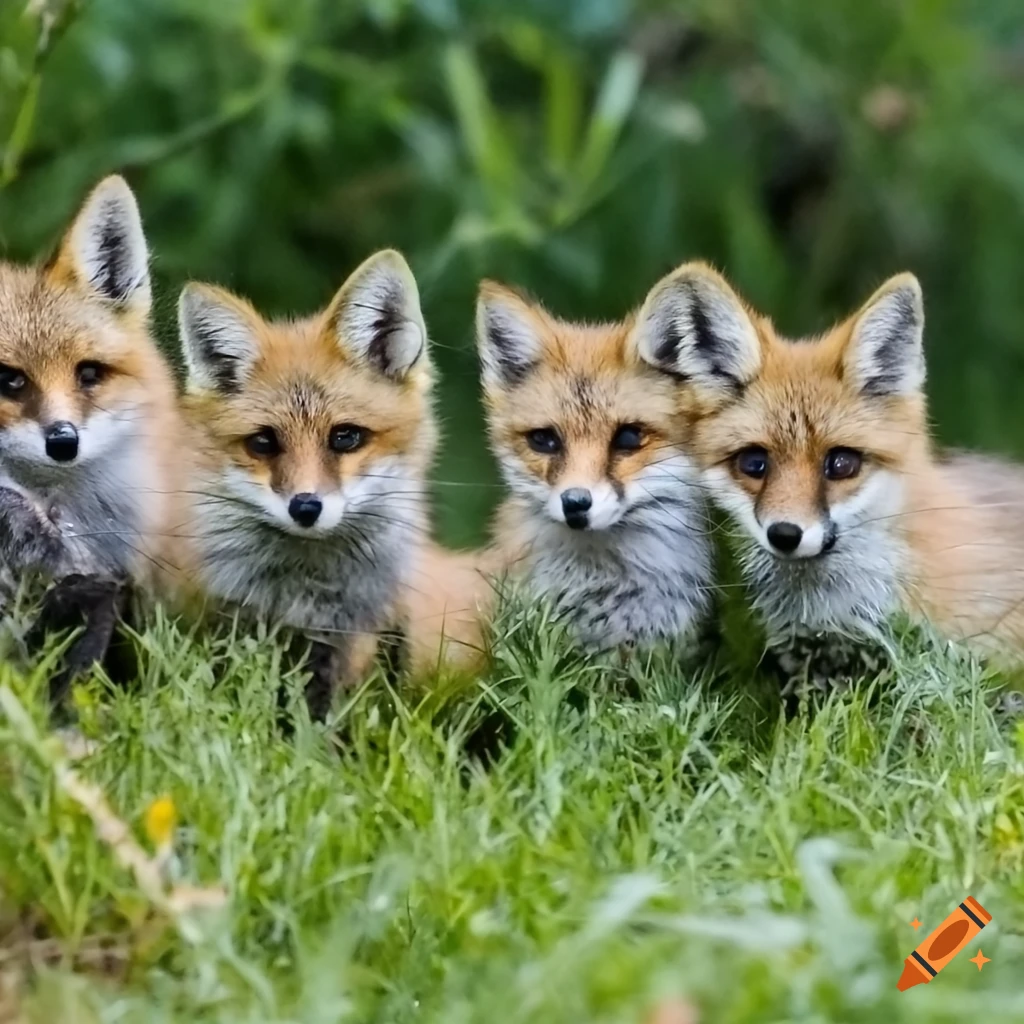 Image of four adorable foxes on Craiyon