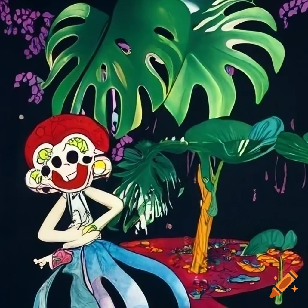 Artistic illustration of monstera deliciosa