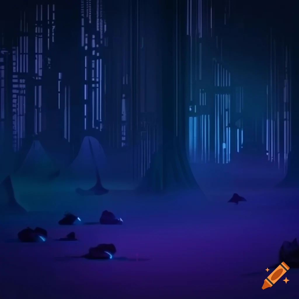 Dark blue Halloween-themed cybersecurity zoom background on Craiyon