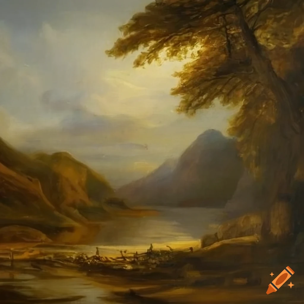 Scenic oil painting from the 1700s on Craiyon