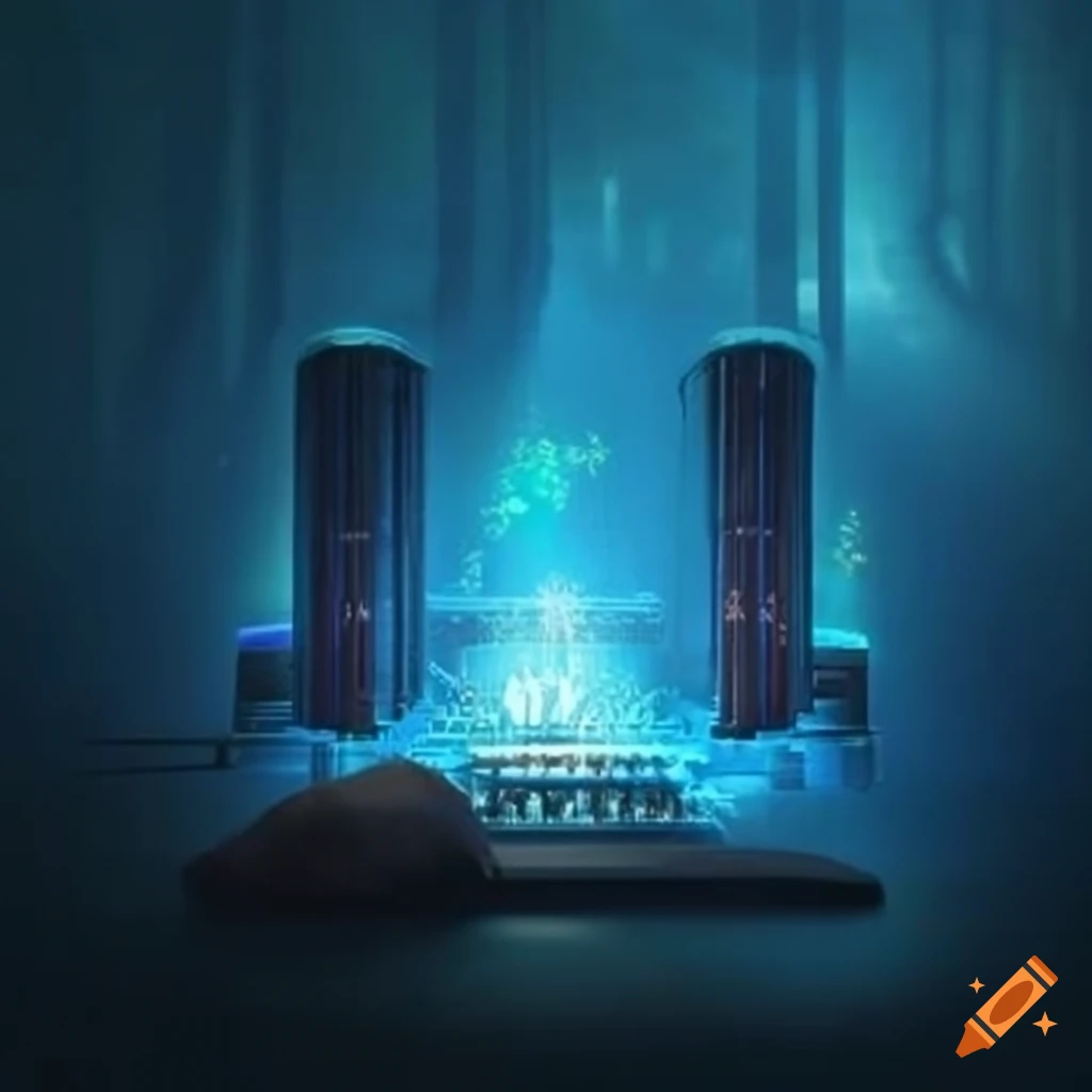 Illustration of dedicated island servers on Craiyon