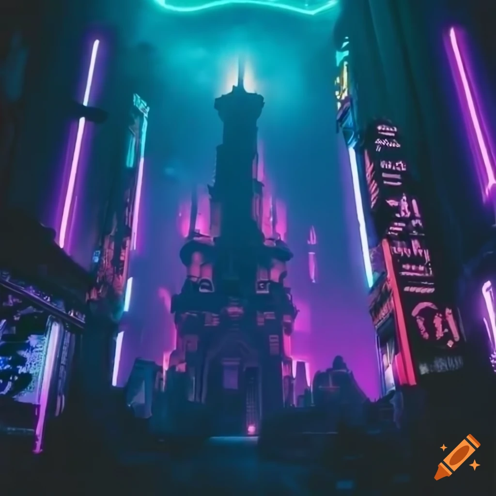 Neon valley at night on Craiyon