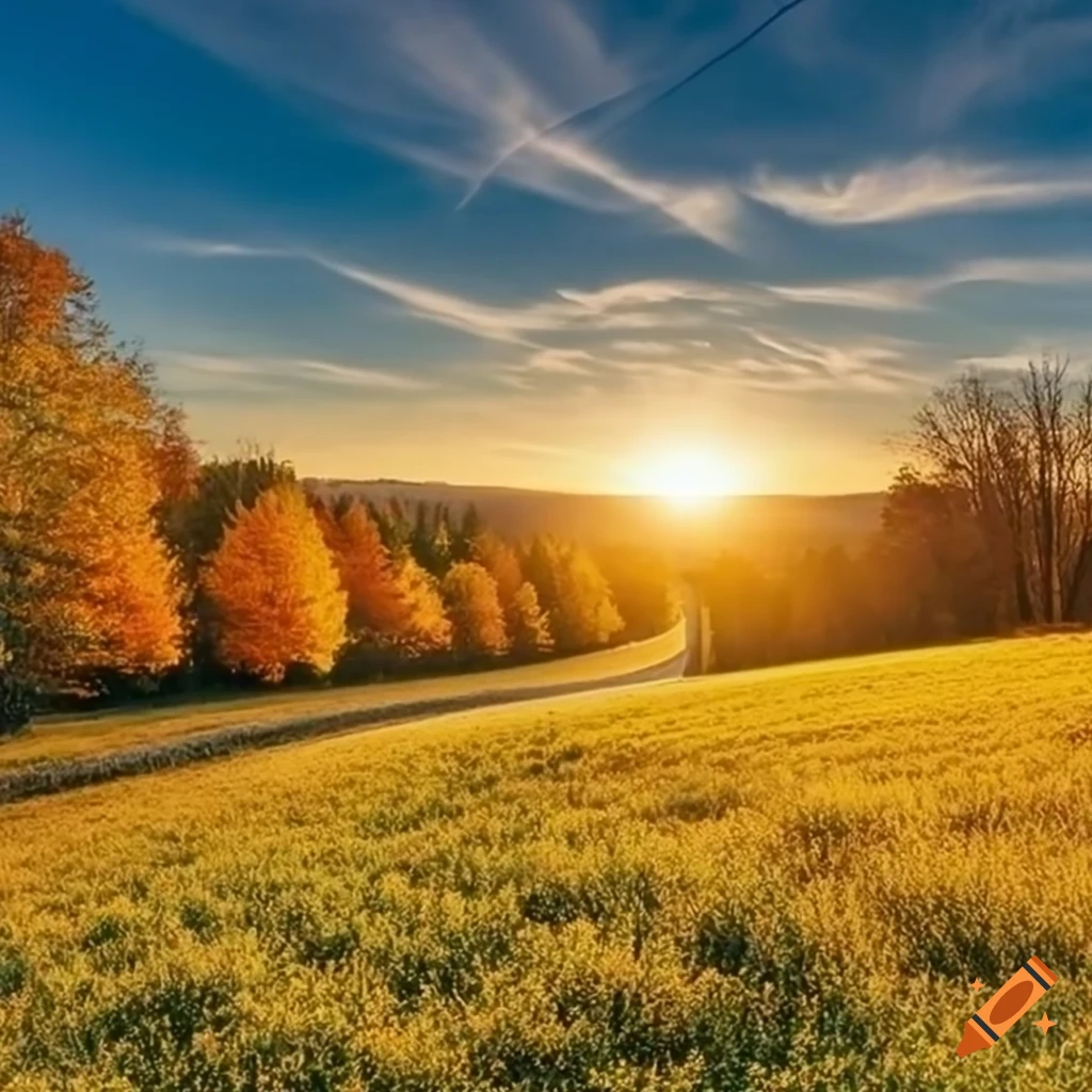 Autumn landscape with beautiful lighting on Craiyon