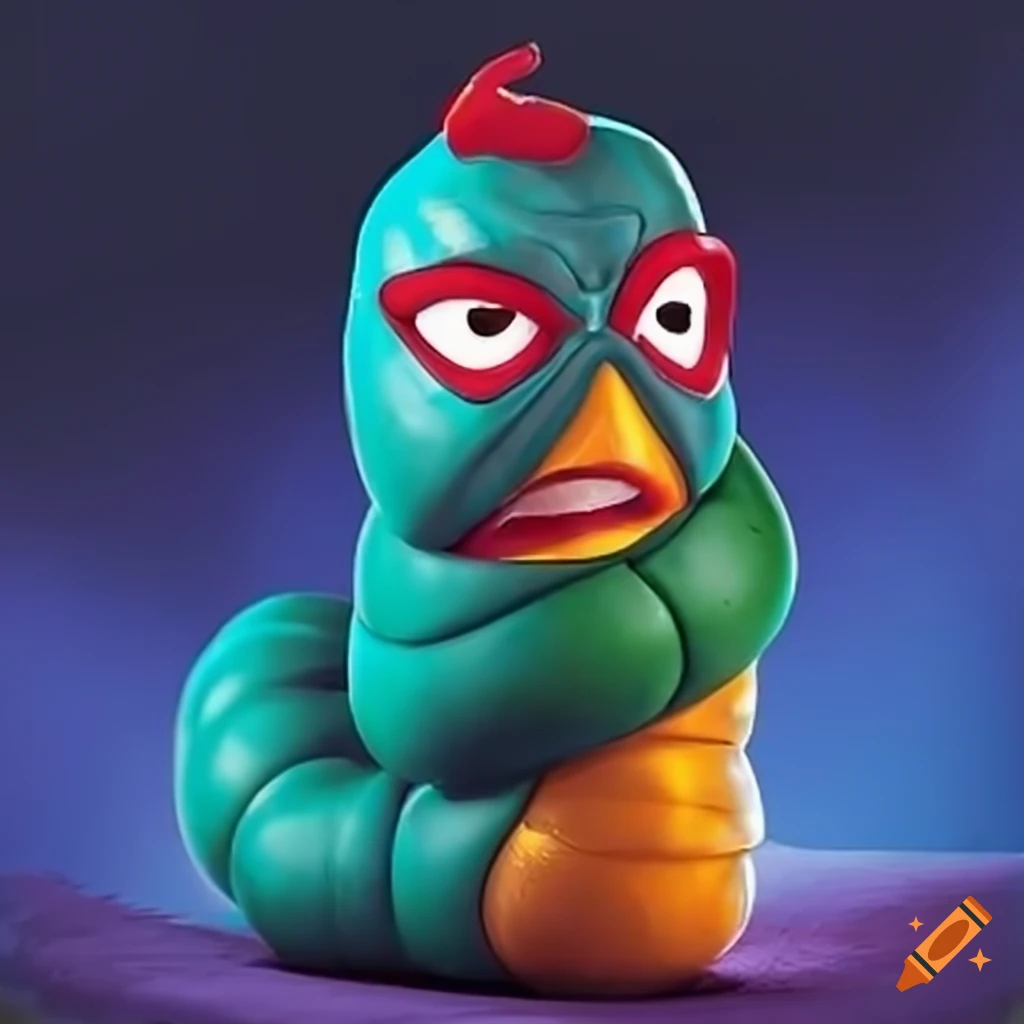 Illustration of a worm superhero