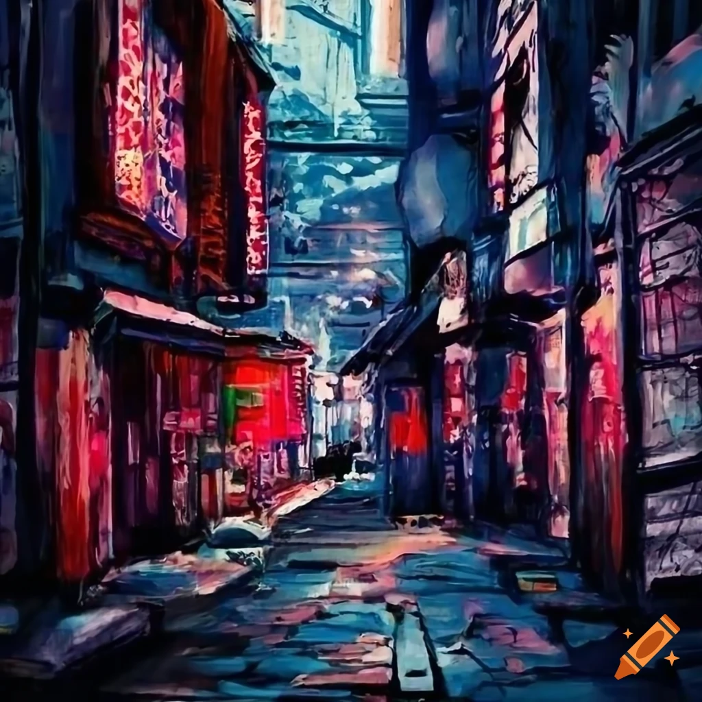 Surreal street view of tokyo at night on Craiyon