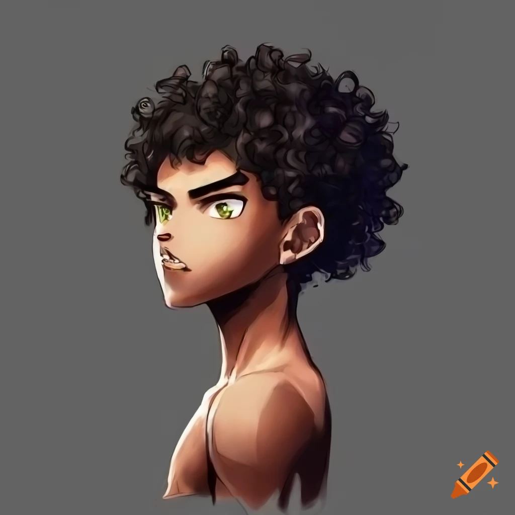 A chibi, thicc, black character with a large afro in a red suit. he's ...