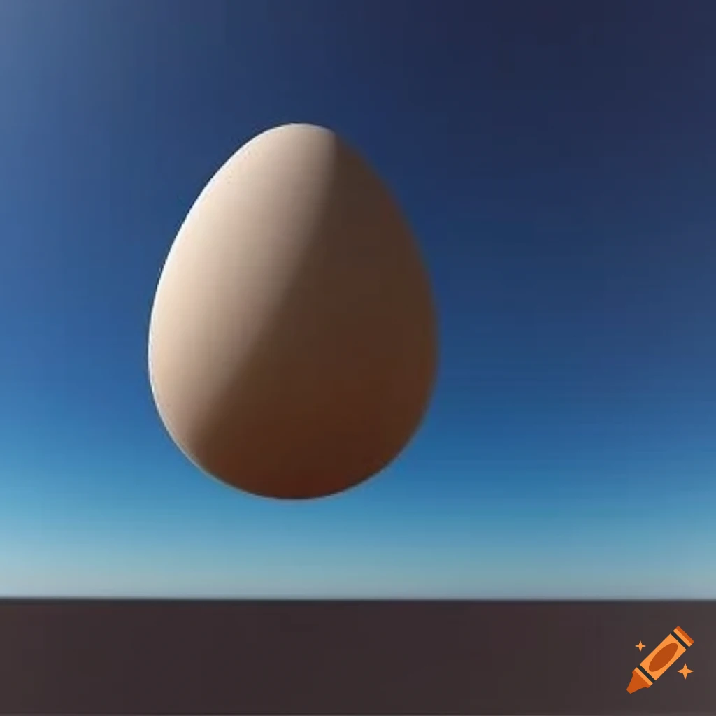 Photo style image of a large egg-shaped UFO in the sky on Craiyon