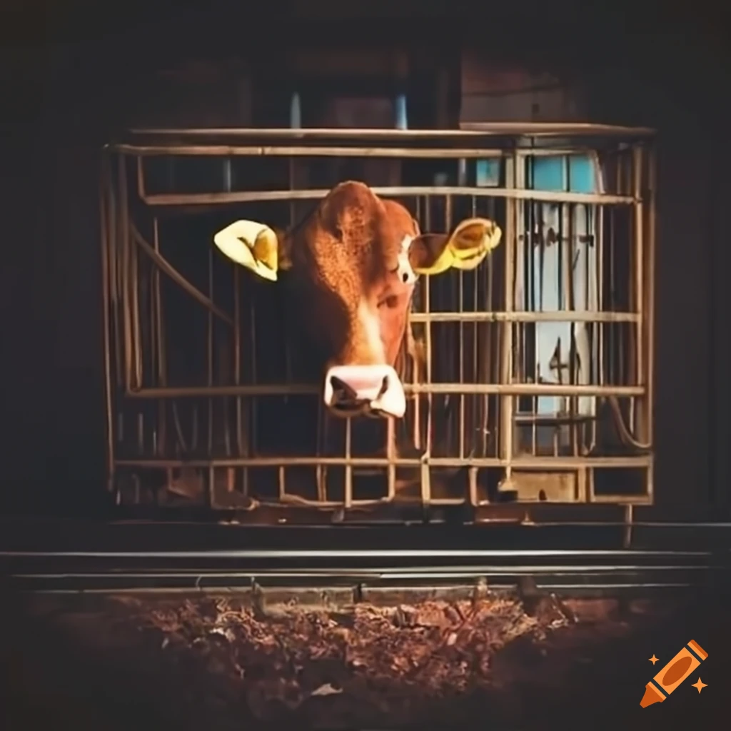 Train car with a cattle cage on Craiyon