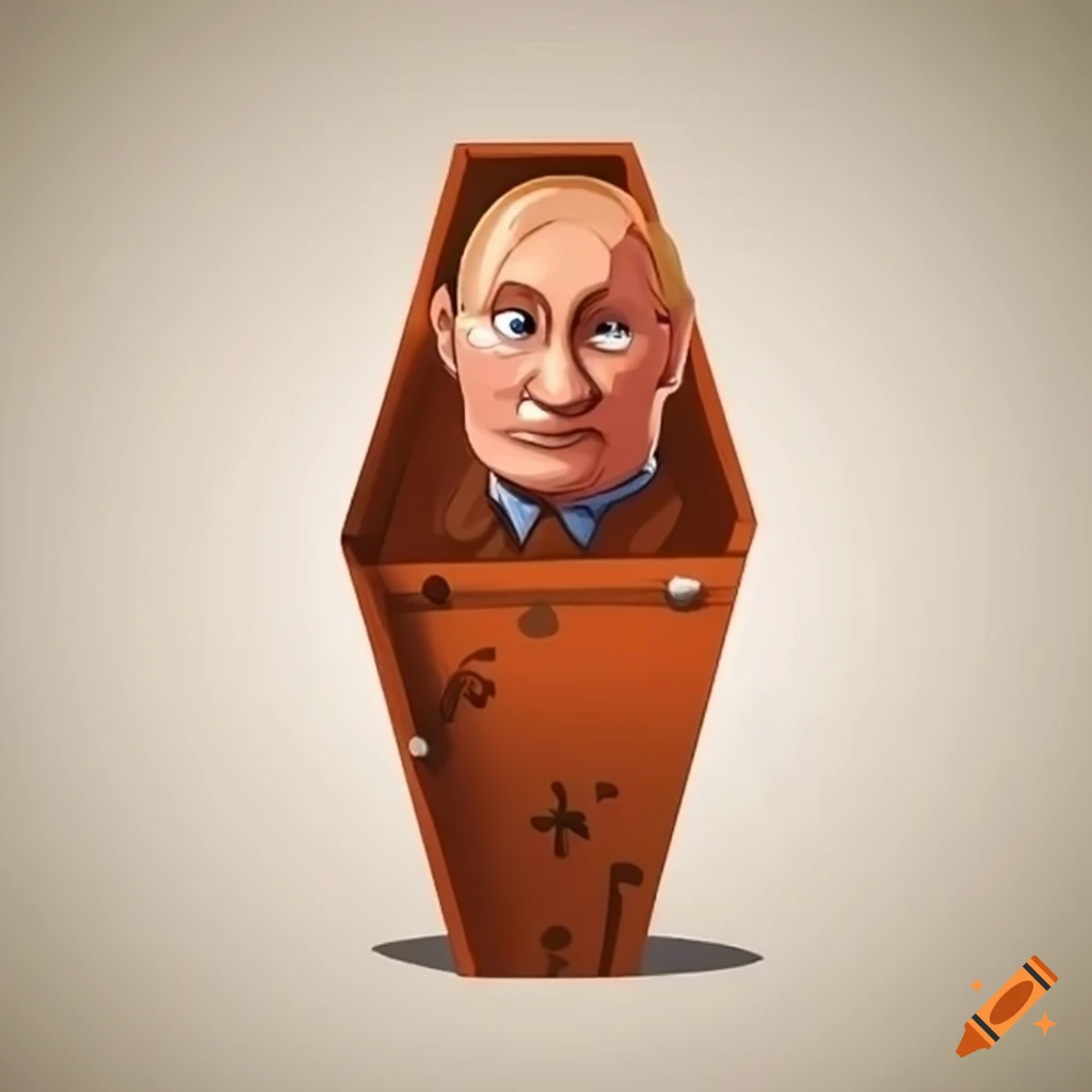 Cartoon depiction of Putin in a coffin on Craiyon