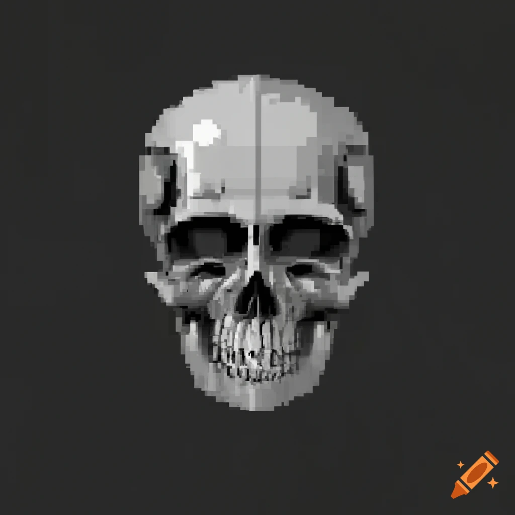 Glitched ascii art of a servo skull with a spine on Craiyon