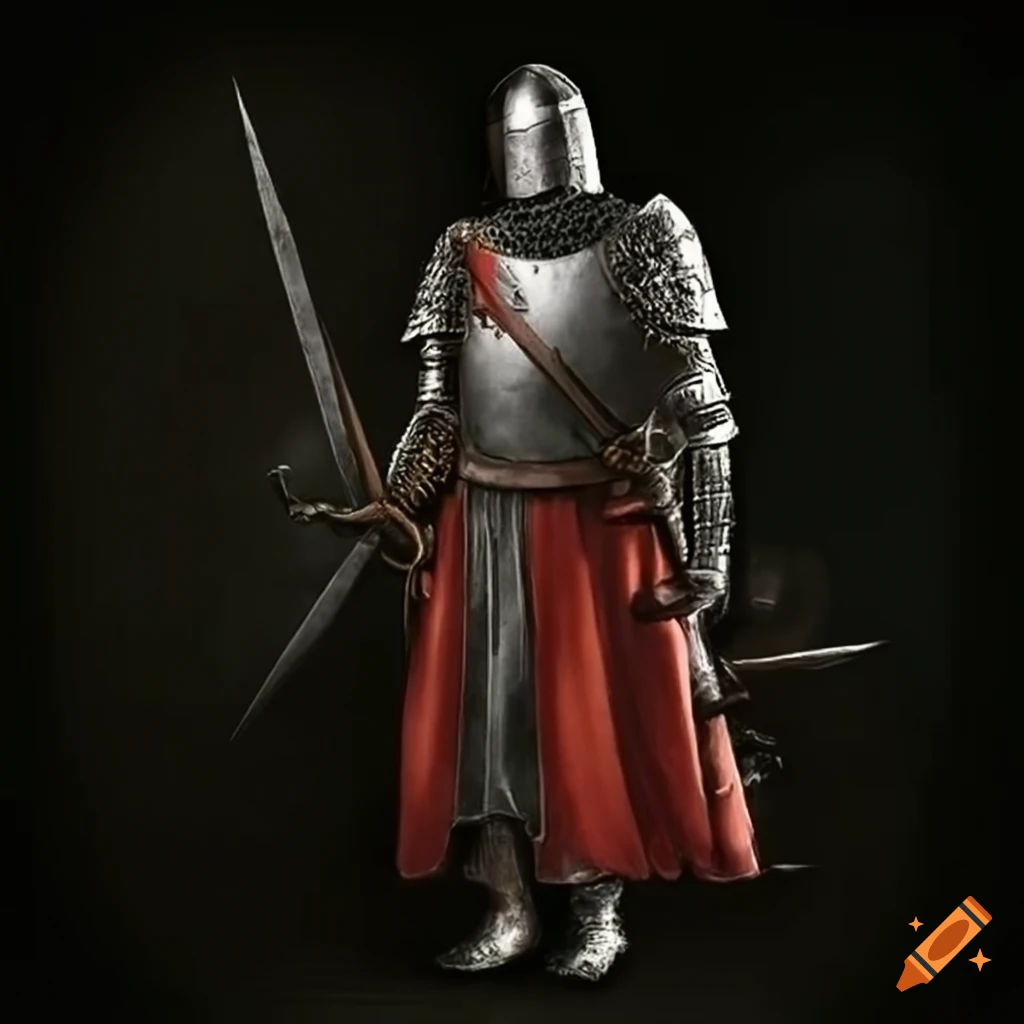 Illustration of anthropomorphic scissors as medieval knights