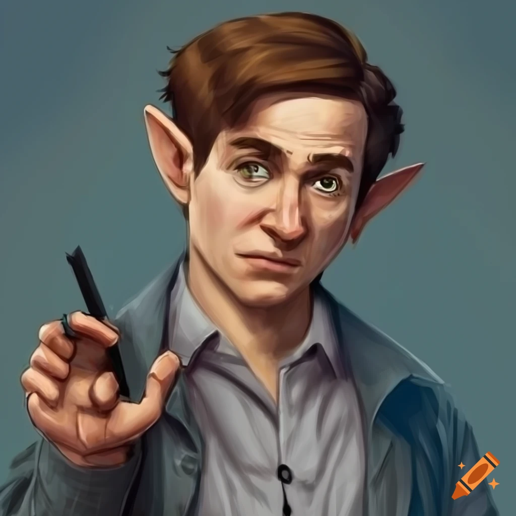 Illustration of a halfling detective inspired by jake peralta on Craiyon