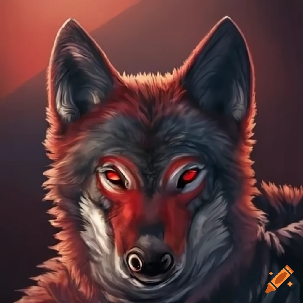 Red werewolf illustration on Craiyon