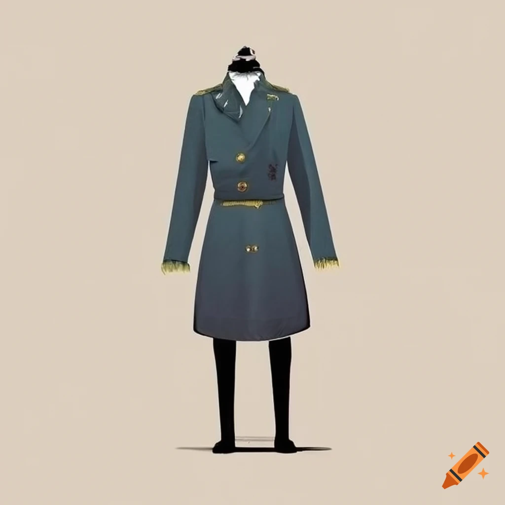 Elegant gray military frock with double-breasted design