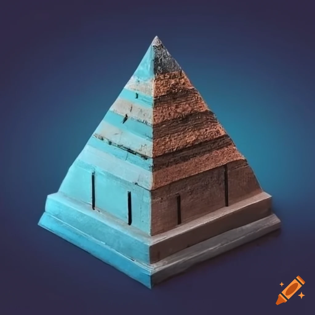 Three-faced gold pyramid statue on Craiyon