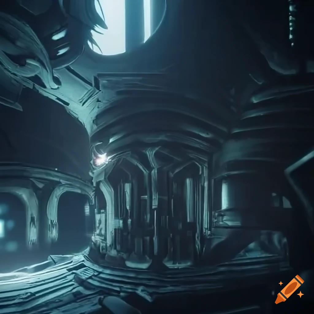 High-tech alien ruin in a sci-fi setting on Craiyon